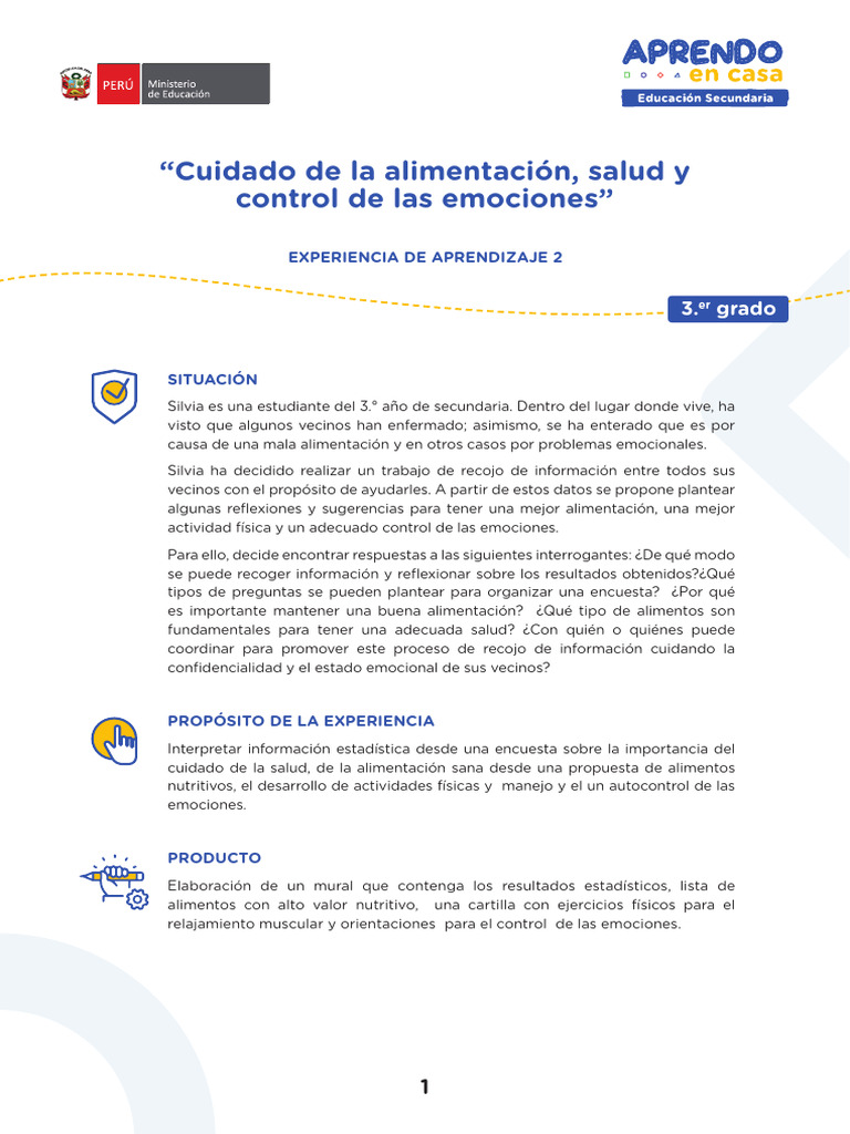 Experiencia de Aprendizaje #2 | PDF | Las emociones | Alimentos