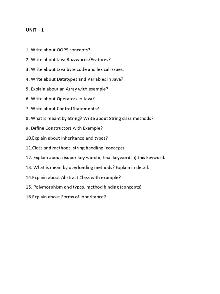 Java Important Questions | PDF | Class (Computer Programming) | Programming Java Important Questions | PDF | Class (Computer Programming) | Programming