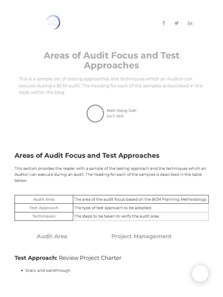 Areas of Audit Focus and Test Approaches | PDF | Audit | Backup