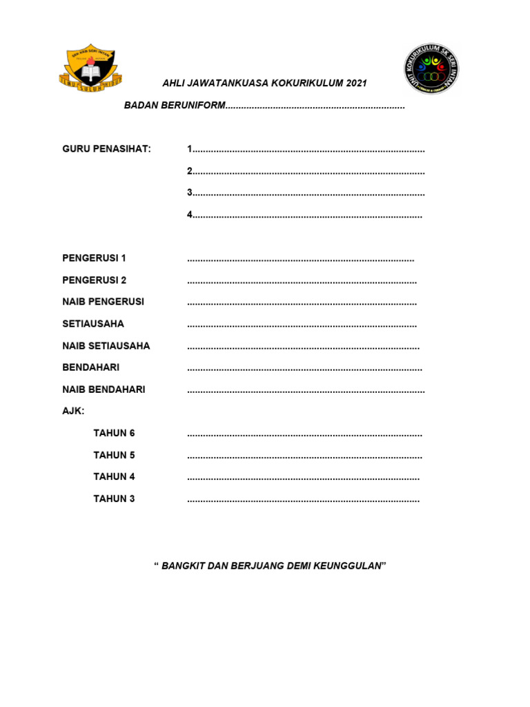 Borang Ajk Koko 2021 (PBB) | PDF