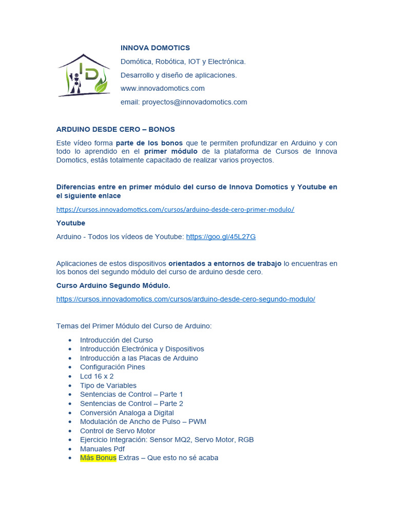 Informacion Adicional | PDF | Arduino | Internet de las Cosas