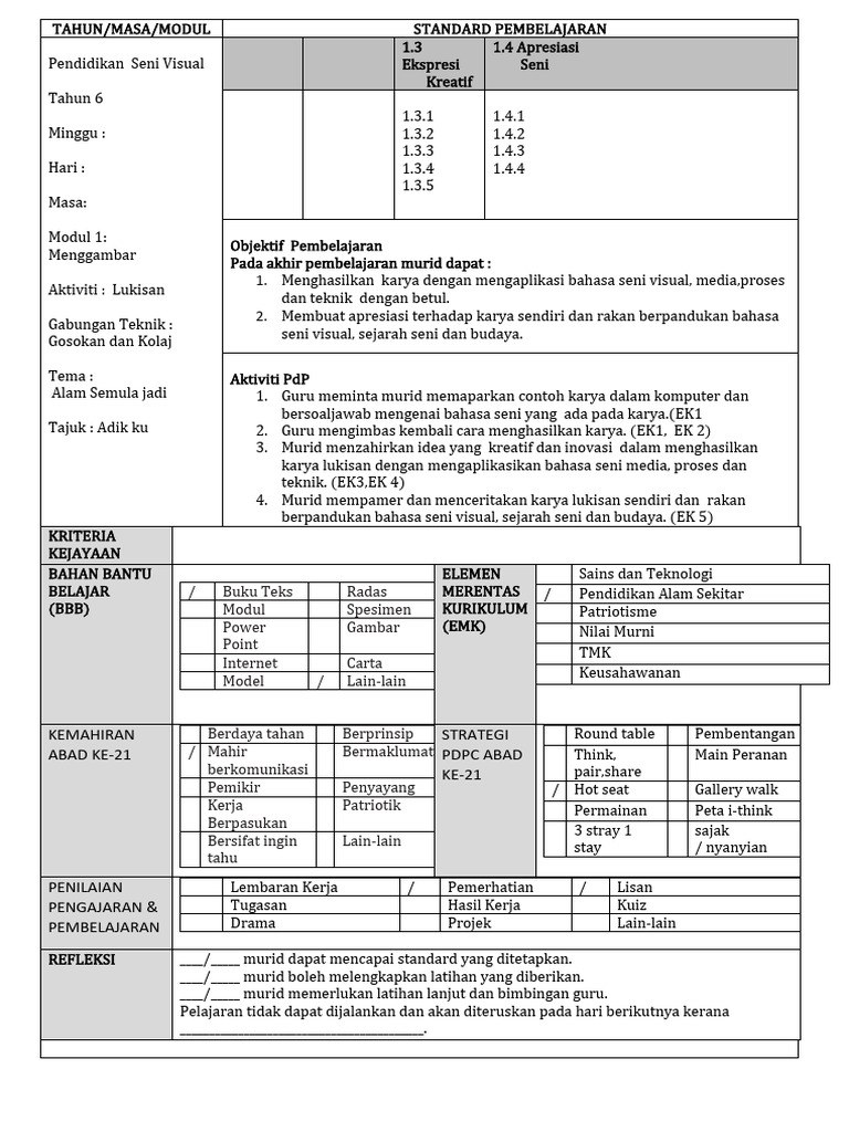 RPH PSV Tahun 6 Pak 21 | PDF