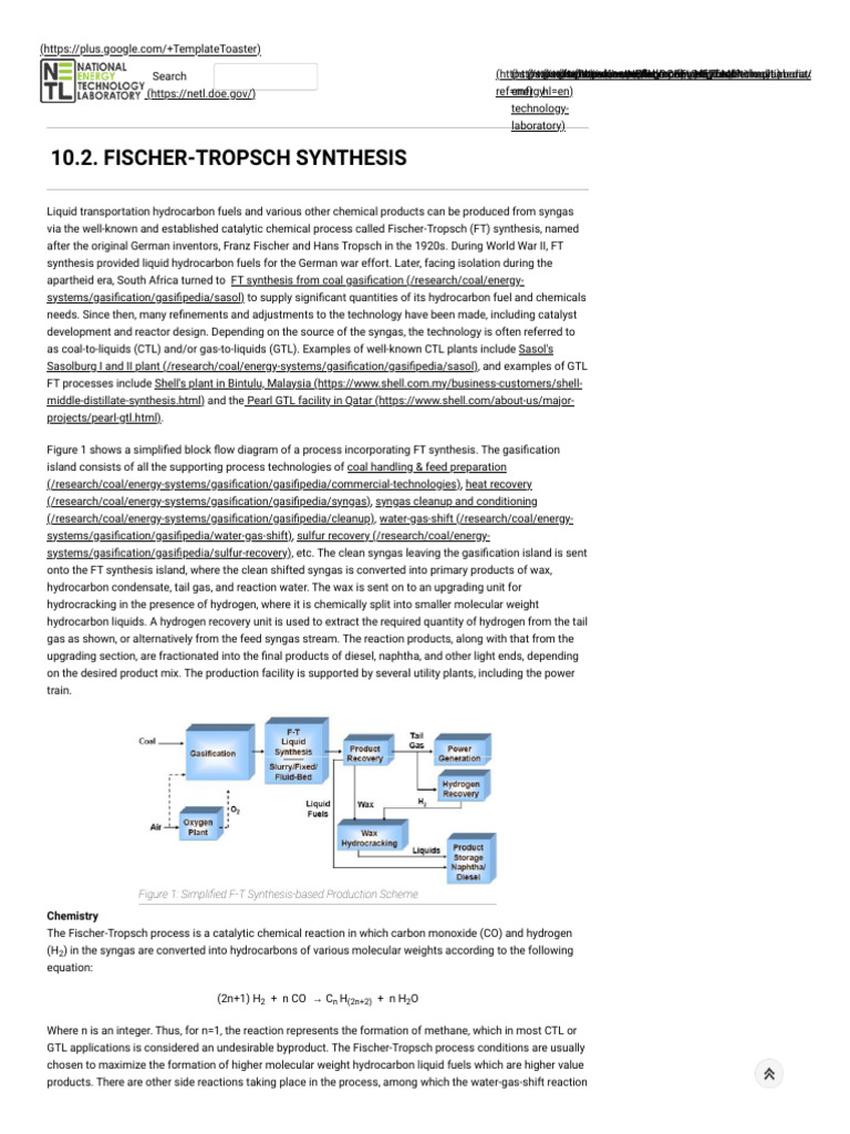 Fischer-Tropsch Synthesis | PDF | Gas To Liquids | Chemical Processes