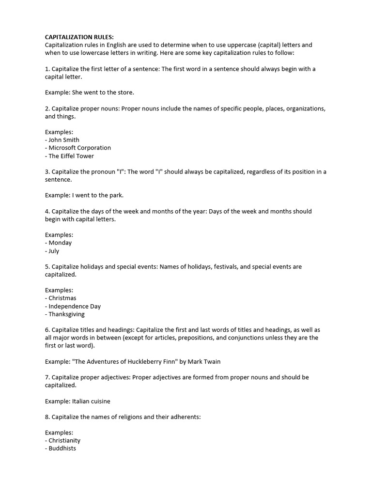 Capitalization Rules | Download Free PDF | Essays | Thesis