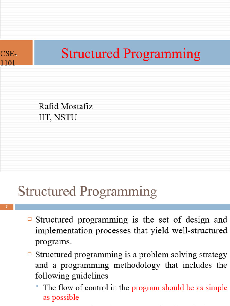 Lec 3 Basic of Structured Programming | PDF | Control Flow | Computer ... Lec 3 Basic of Structured Programming | PDF | Control Flow | Computer ...