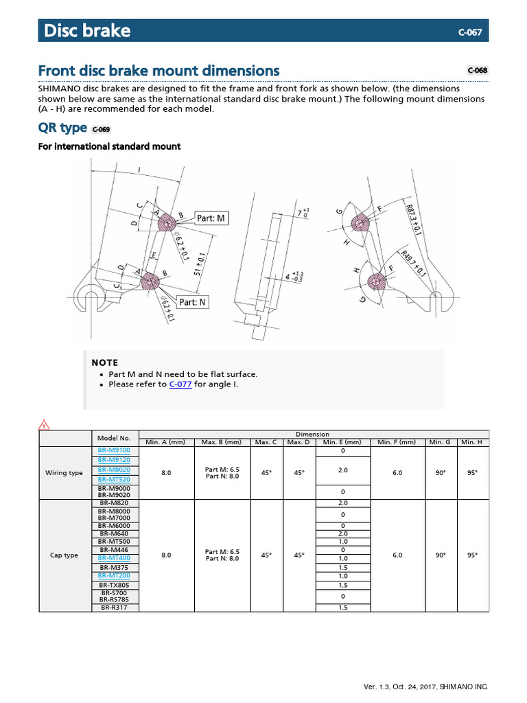 Shimano Disc Brake Mounting Standards | PDF | Vehicle Parts | Land Vehicles