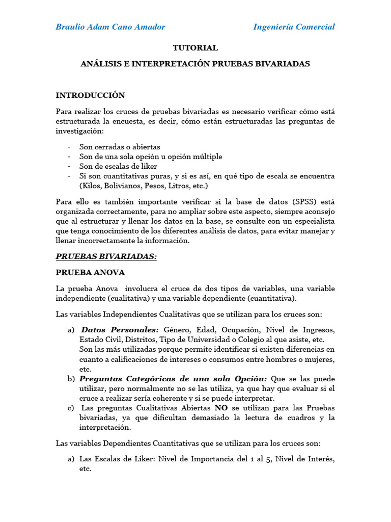 Análisis de Pruebas Bivariadas en SPSS | PDF | Metodología de encuesta ...