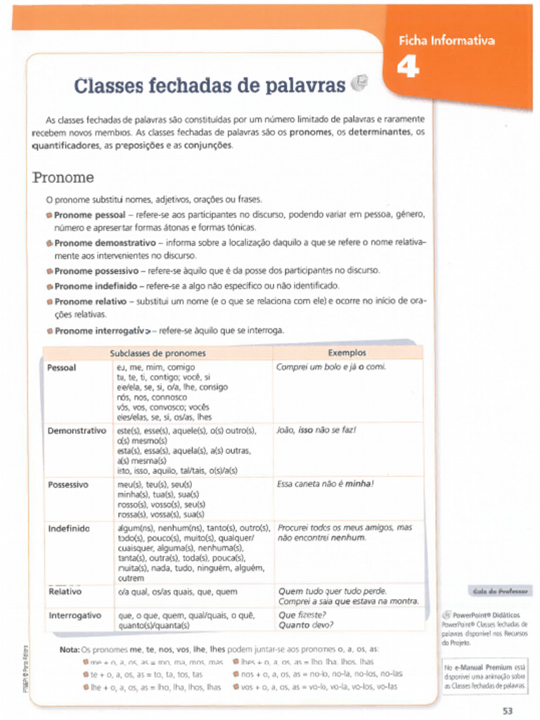 Classes de Palavras Fechadas - Paratextos 8 | PDF