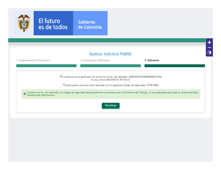 Radicar Solicitud PQRSD: 1. Diligenciamiento Formulario 2. Confirmación Radicación | PDF ...
