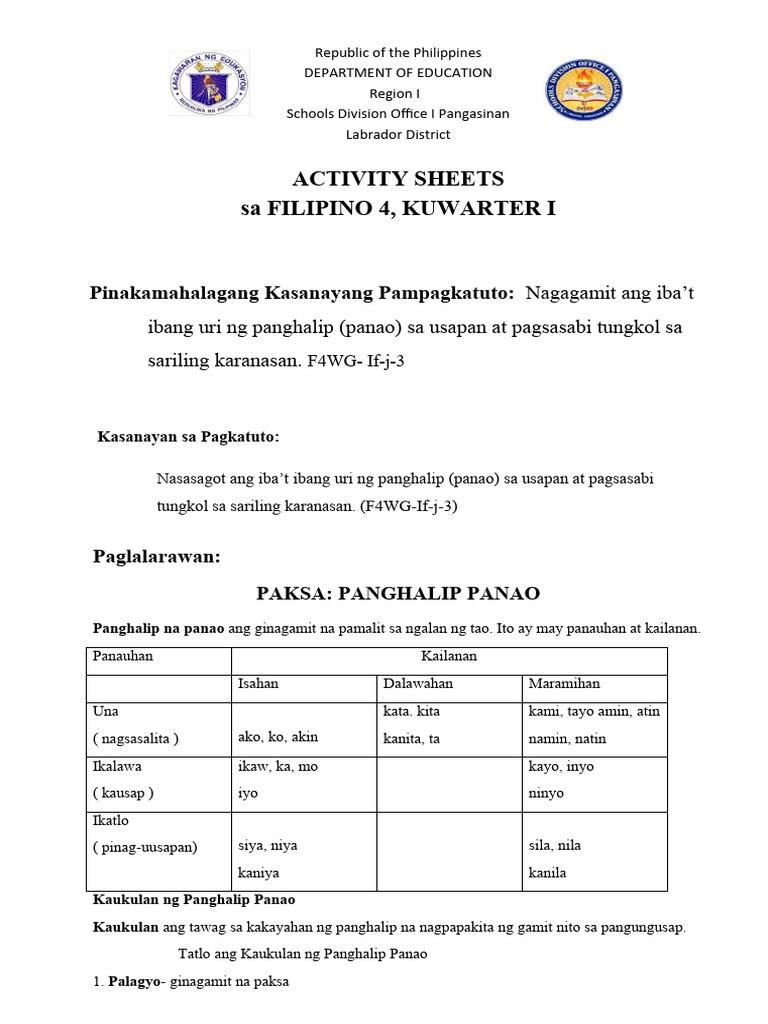 Yunit I Aralin 3-4 | PDF