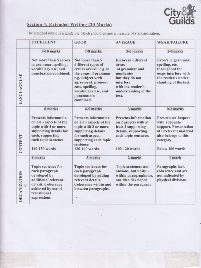 City & Guilds English Skill#3850 Diagnostic Test Mark Scheme - pdf3 | PDF
