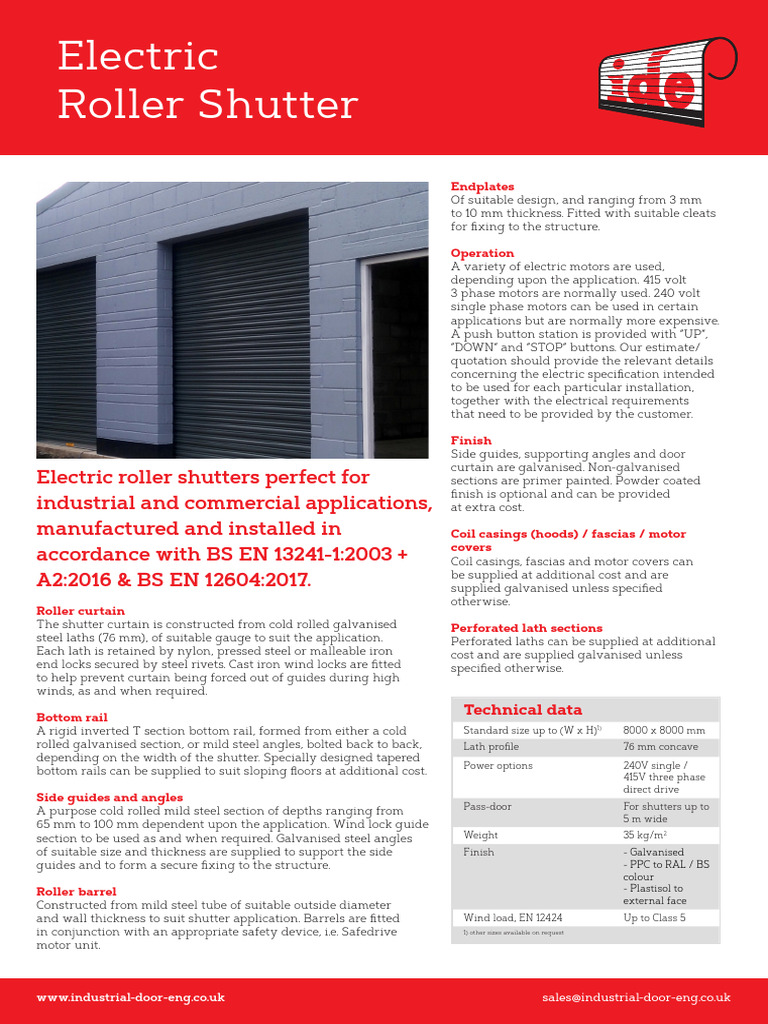 IDE Electric Roller Shutter Product Leaflet | Download Free PDF | Ac ... IDE Electric Roller Shutter Product Leaflet | Download Free PDF | Ac ...