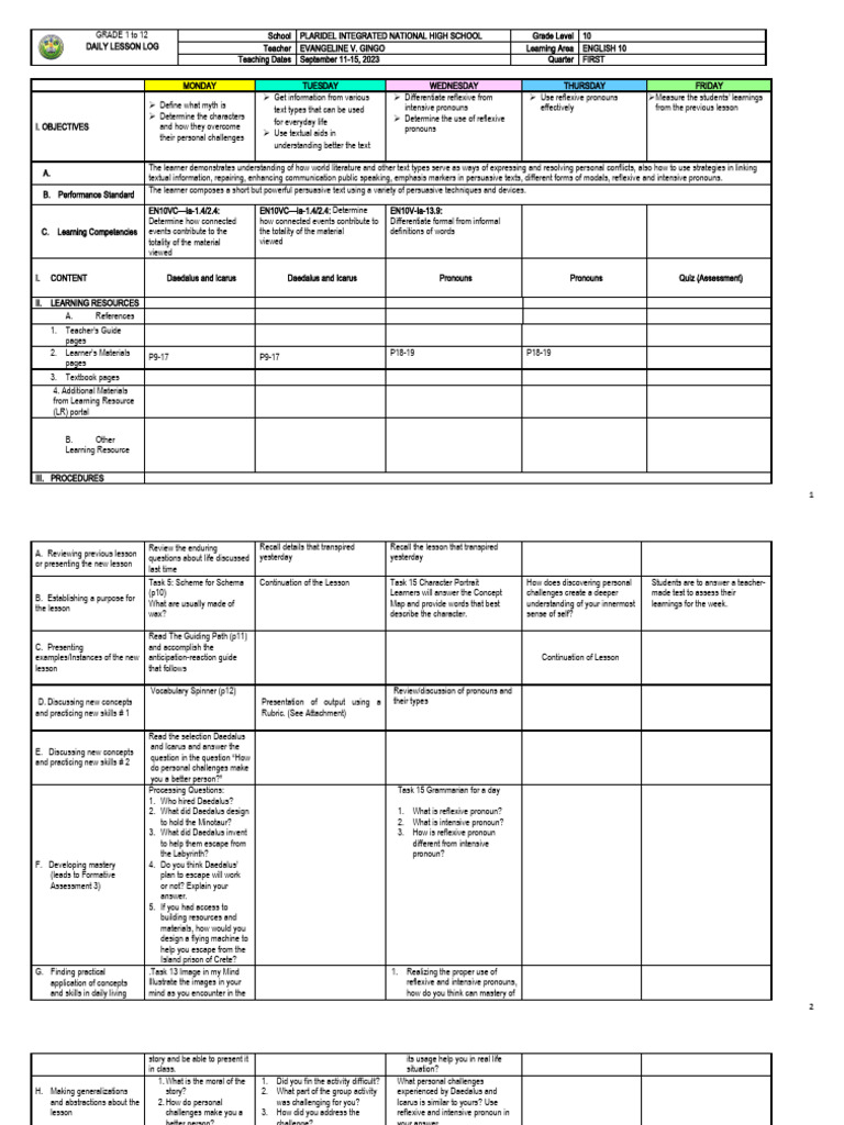 G10 DLL Week3 2023 2024 | PDF | Learning | Cognitive Psychology