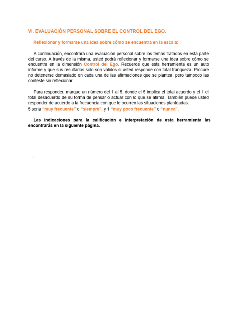 01evaluación Control Del Ego | PDF | Sicología