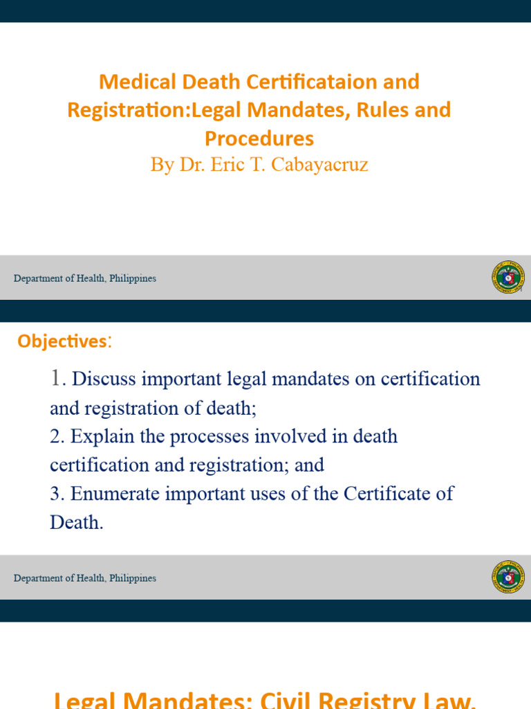Session 2-Legal Mandates, Rules and Procedures On Death Certification ...