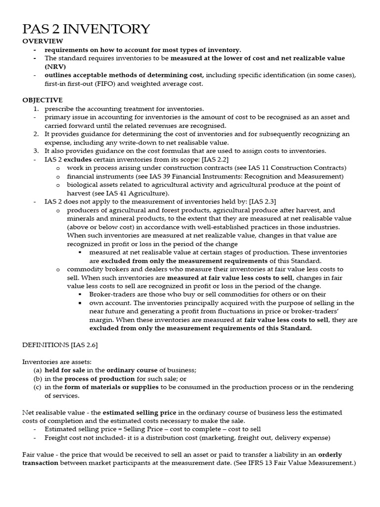 Pas 2 Inventories | PDF | Fair Value | Inventory