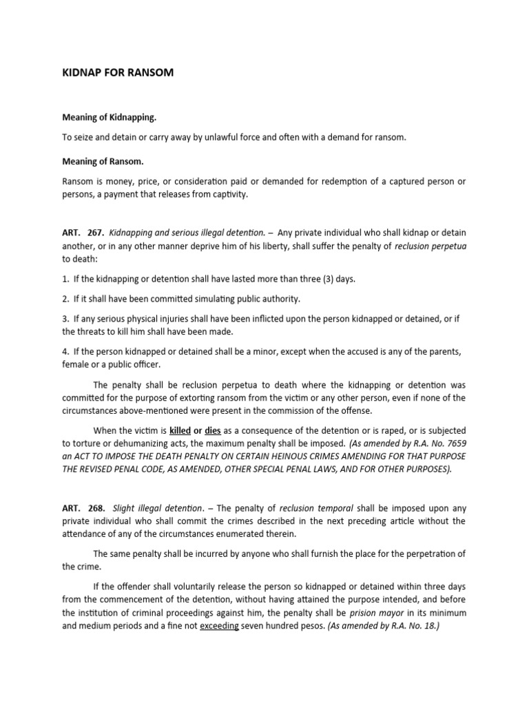 SCI Kidnap For Ransom | PDF | Detention (Imprisonment) | Kidnapping