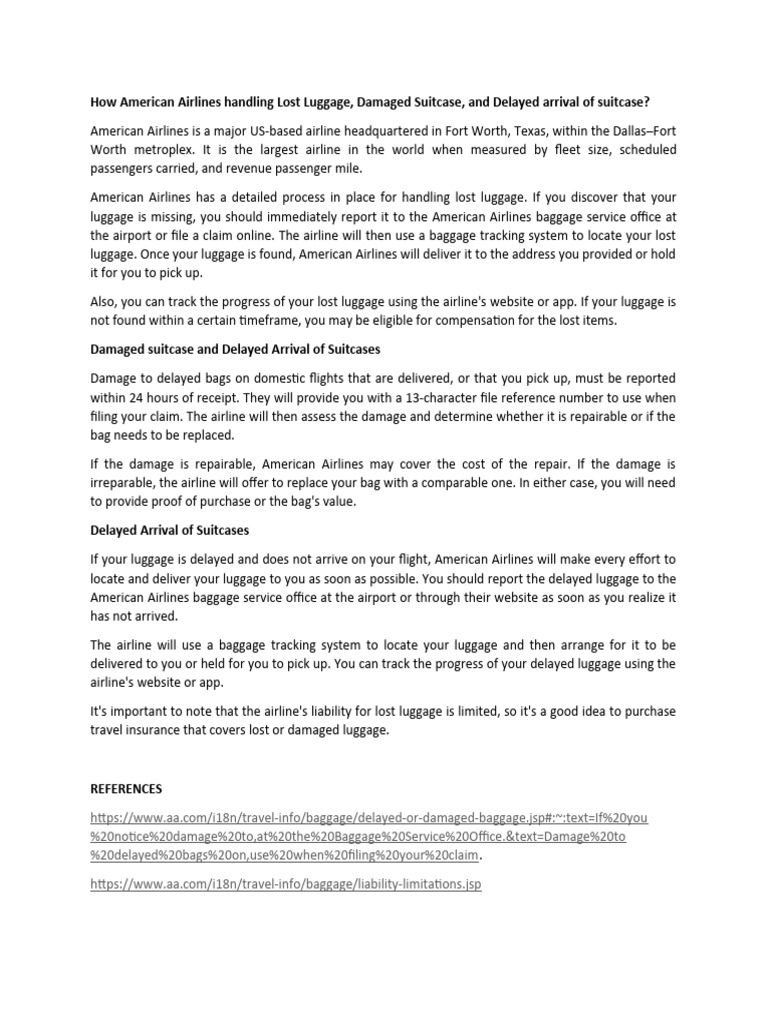 How American Airlines Handling Lost Luggage, Damaged Suitcase and ...