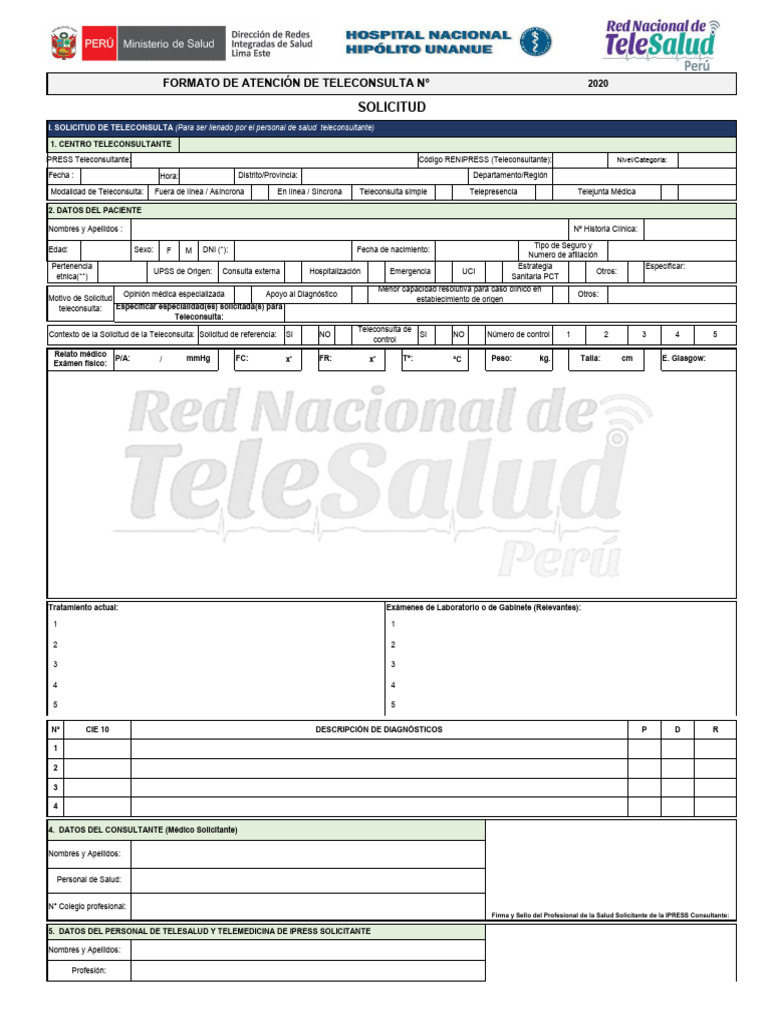 Solicitud Formato de Atencion de Teleconsulta | PDF | Programas ...