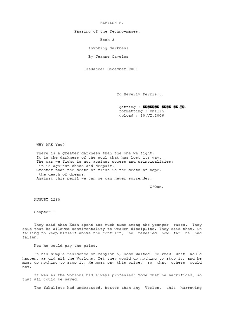 Babylon 5 - The Passing of The Techno-Mages - 03 - Invoking Darkness ...