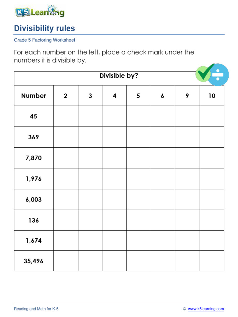 Grade 5 Divisibility Rules B | PDF