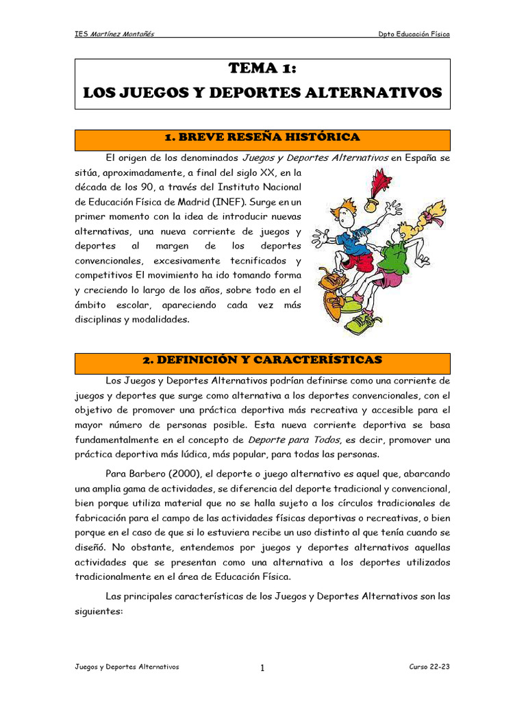 Tema 1 - Juegos y Deportes Alternativos | PDF | Deportes | Delantero ...