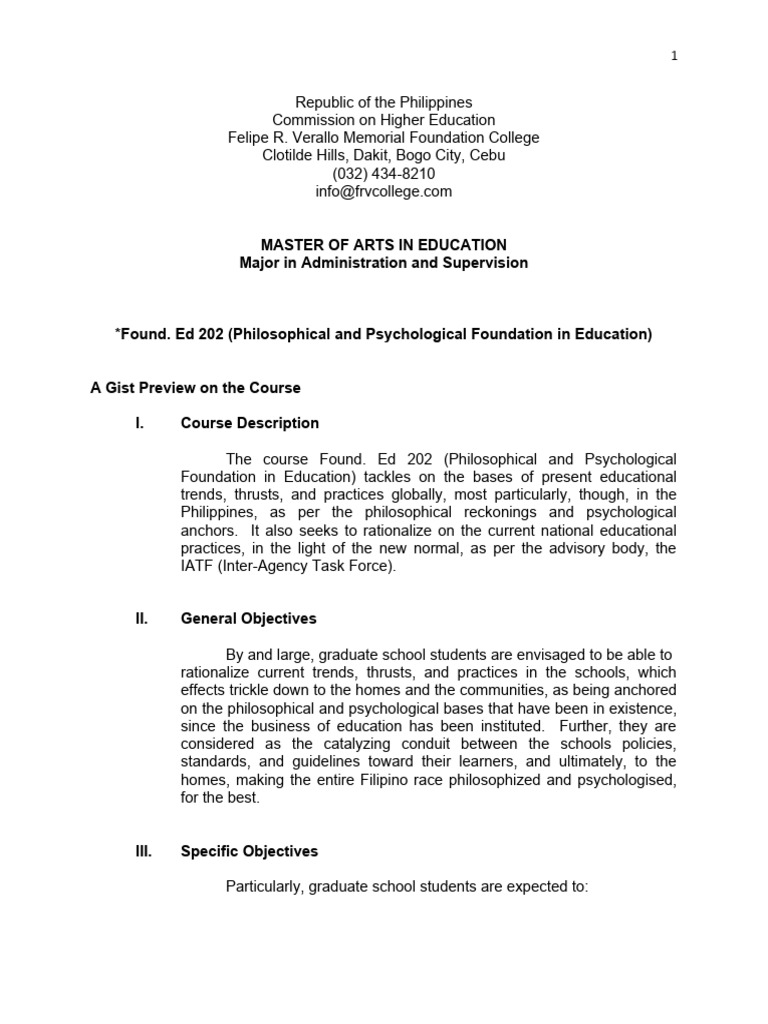 Dr. Ledesma R. Layon FRV Graduate School Material 2 Found. Ed 202 ...