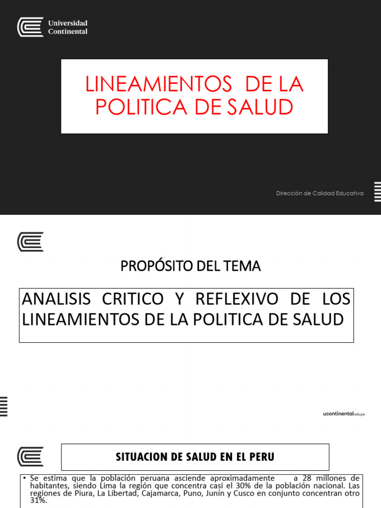 Lineamientos de La Politica en Salud | PDF | Perú | Sistema de salud