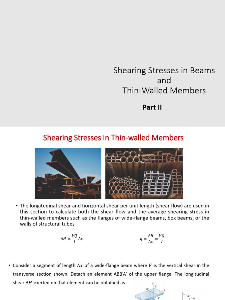 Transverse Shear - Part 2 | PDF | Bending | Stress (Mechanics)