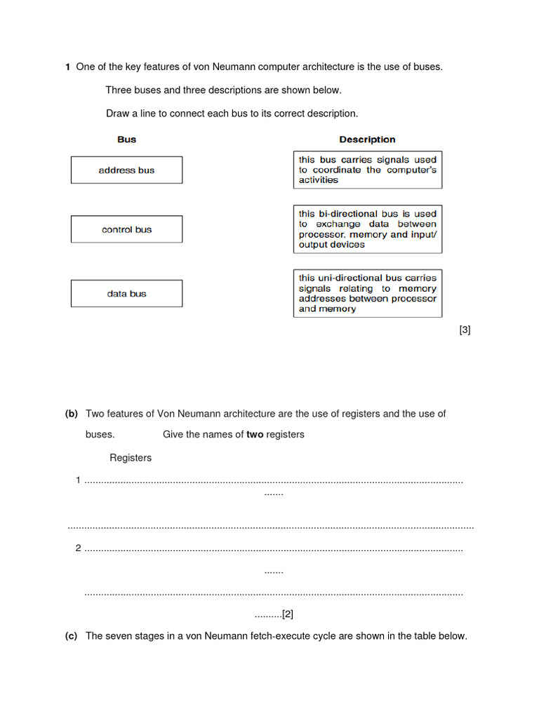 Von Neumann Computer Architecture Worksheet | PDF | Electronics ...