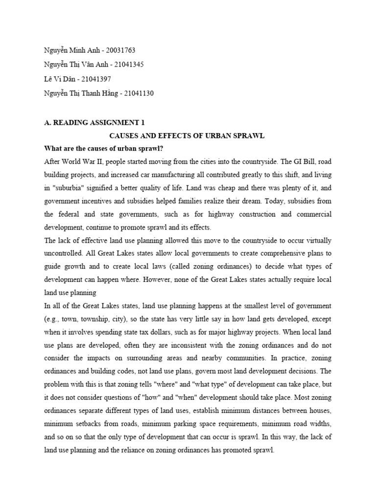 Reading Assignment 1 - 2B02 - Group 4 - Theme 2 | PDF | Urban Sprawl ...