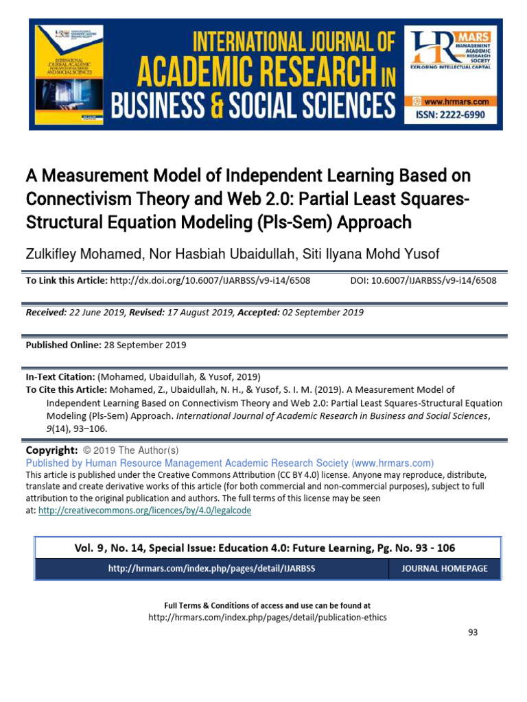 Measurement Model of Independent Learning Based On Connectivism Theory ... Measurement Model of Independent Learning Based On Connectivism Theory ...