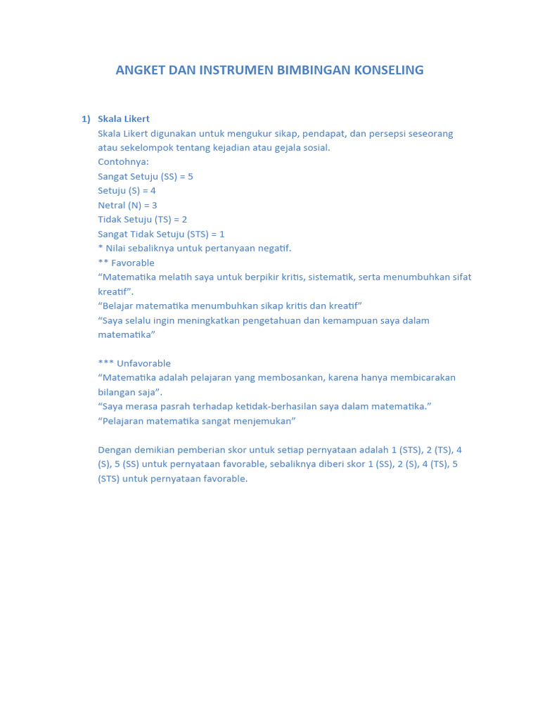 Angket Dan Instrumen Bimbingan Konseling | PDF