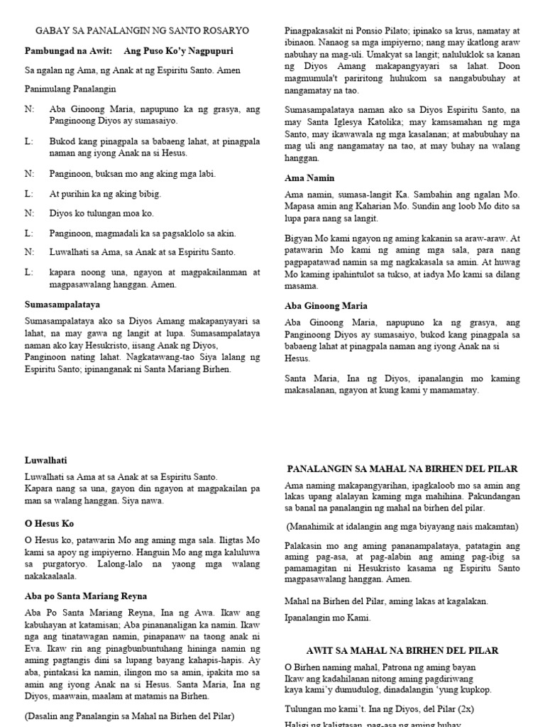 Gabay Sa Panalangin NG Santo Rosaryo Dspic | PDF