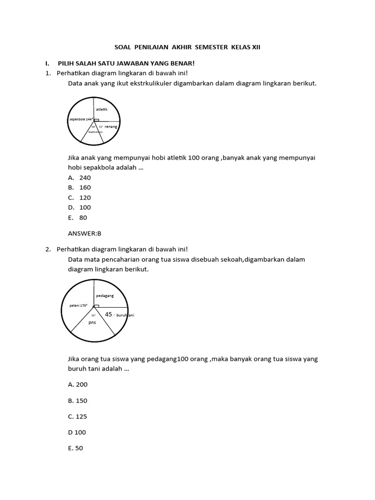 Latihan Soal Pas MTK Xii 2022 | PDF
