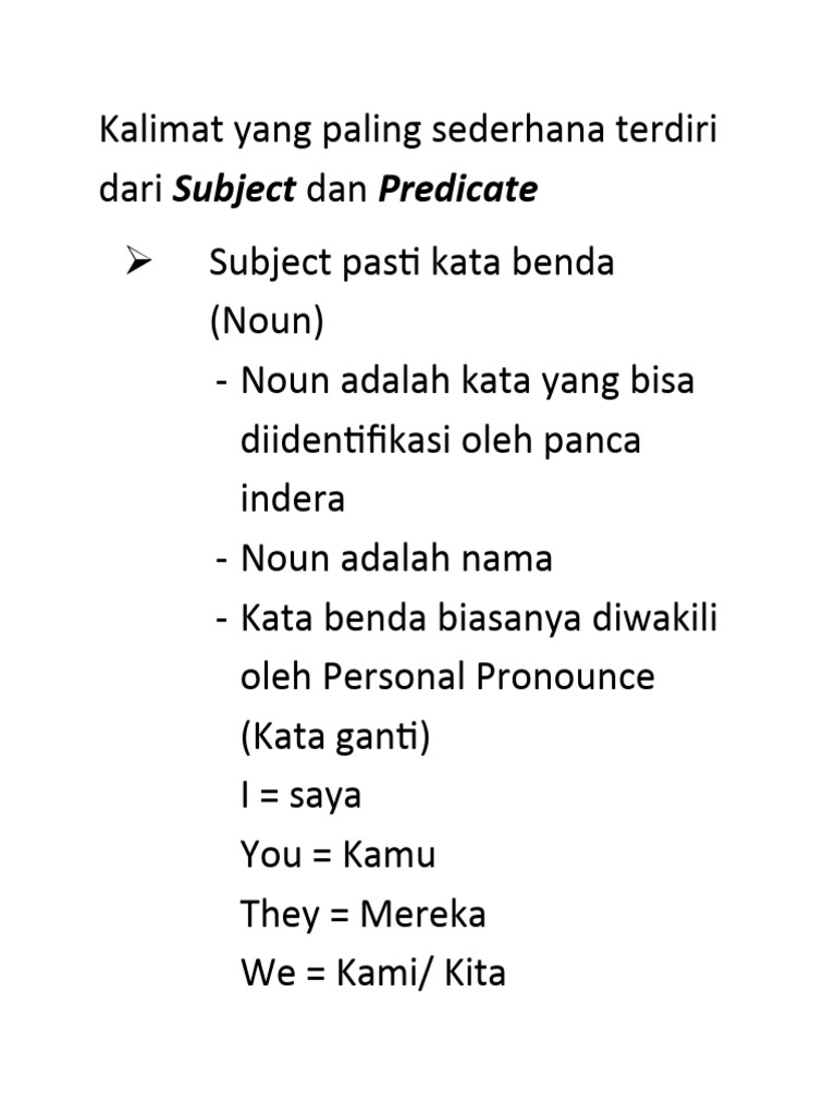 Subjek dan Predikat dalam Kalimat | PDF