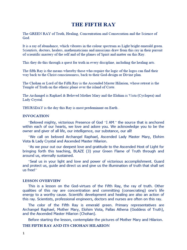 The Fifth Ray | PDF | Ascended Master | Angel