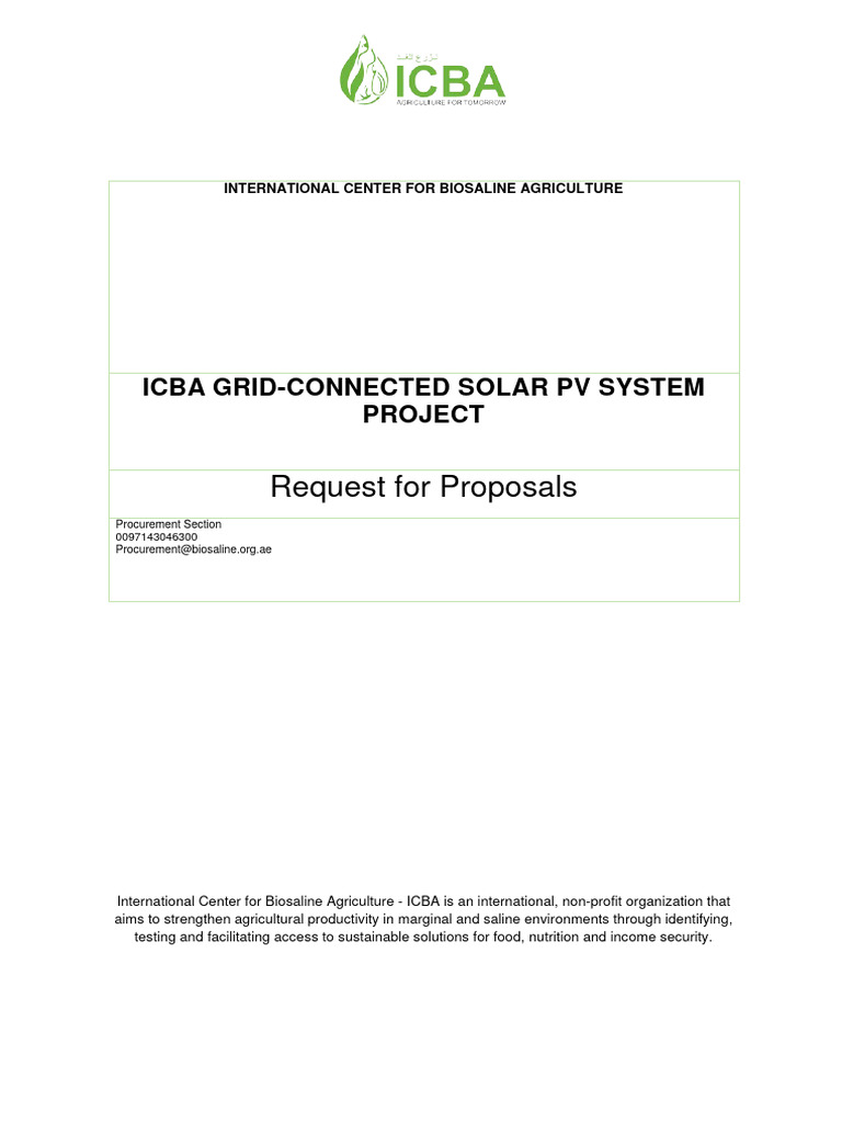 RFP - Icba Grid-Connected Solar PV System Project - 0 | PDF ...