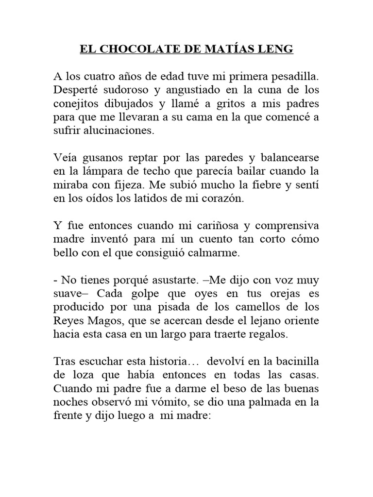 La historia de Matías Leng y el chocolate | PDF | Comida y bebida