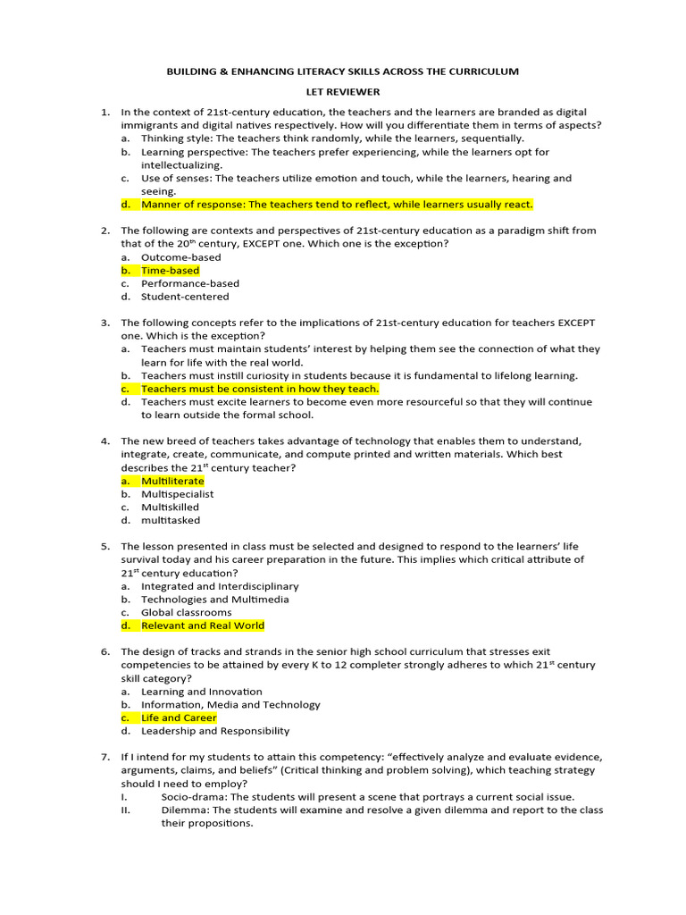 Educ 102 Let Review | PDF | Learning | Literacy Educ 102 Let Review | PDF | Learning | Literacy