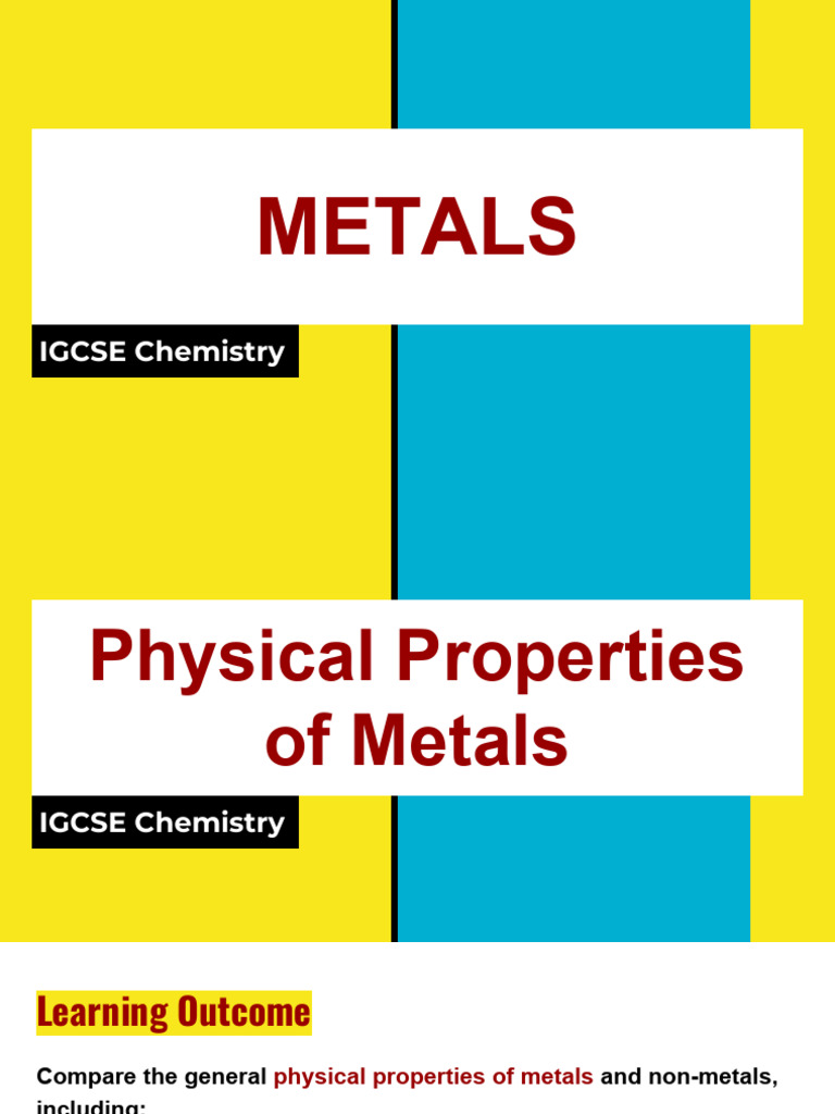 10.1 Physical Properties and Uses of Metals + Alloys | PDF | Metals | Alloy
