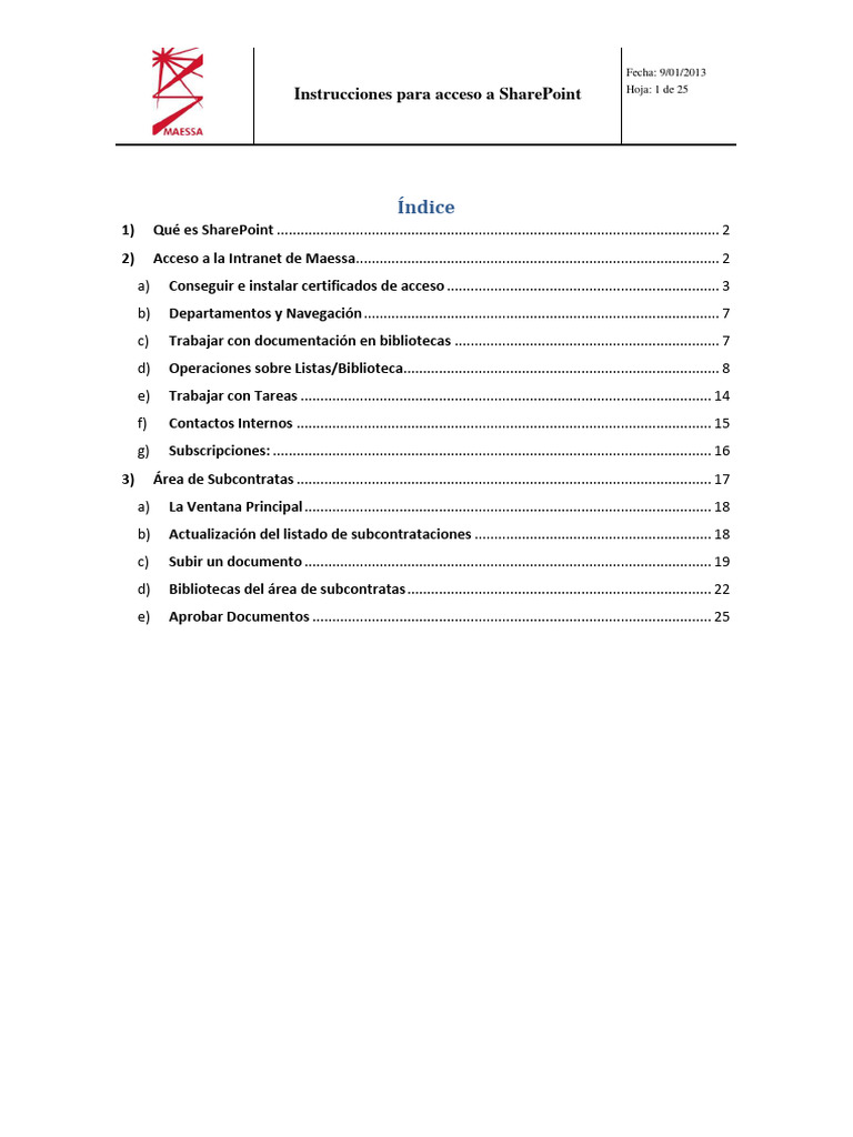 Acceso y Uso de SharePoint en Maessa | PDF | Archivo de computadora ...