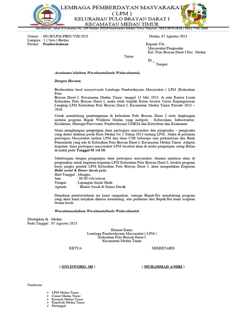 SURAT HIMBAUAN LPM | PDF