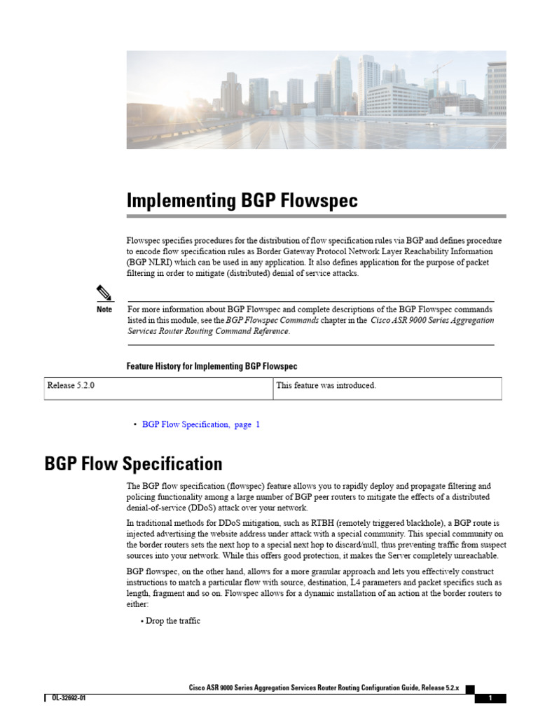 BGP Flowspec Conceptual Architecture | PDF | Port (Computer Networking) | Router (Computing)