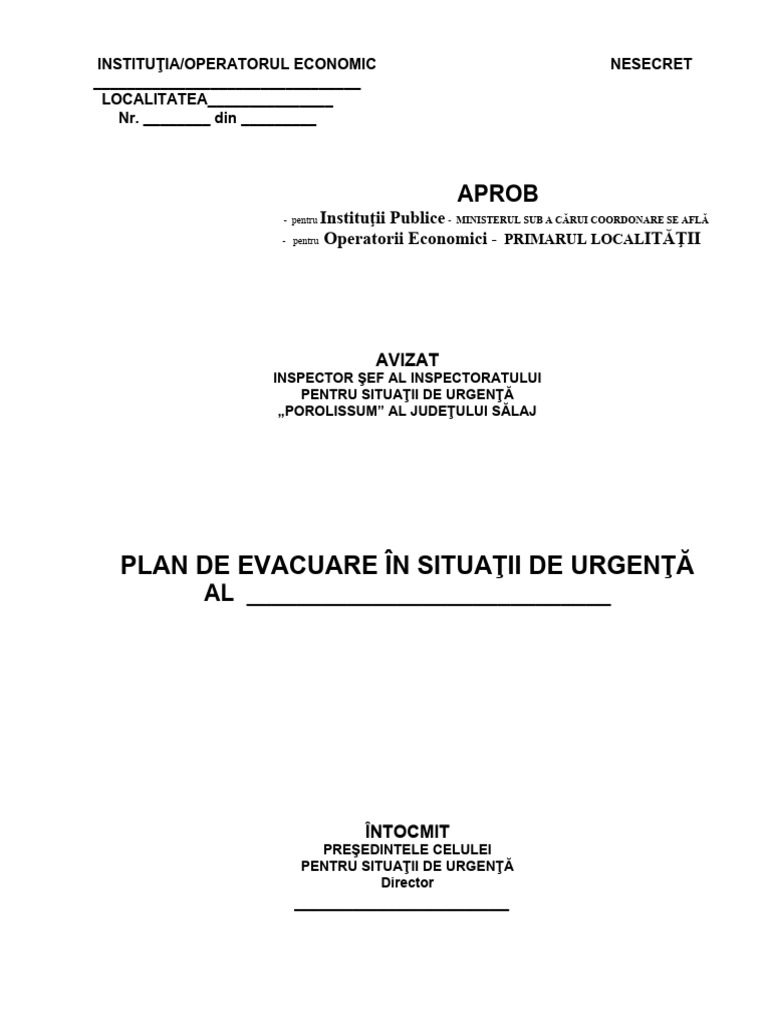 Plan Evacuare Inst Op Ec - Model | PDF