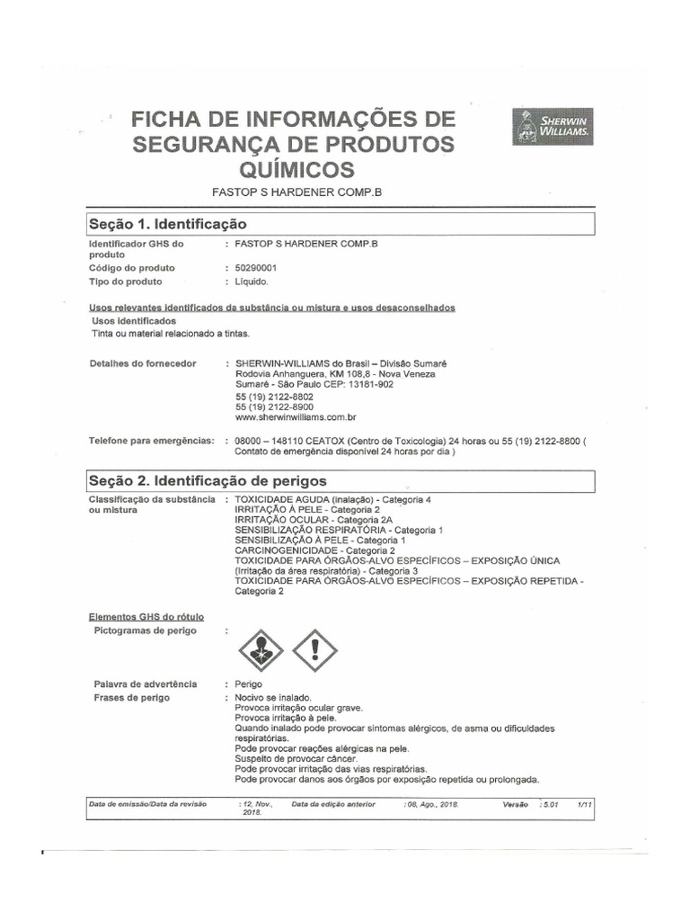 Fastop Componente B - Sherwin Williams | PDF
