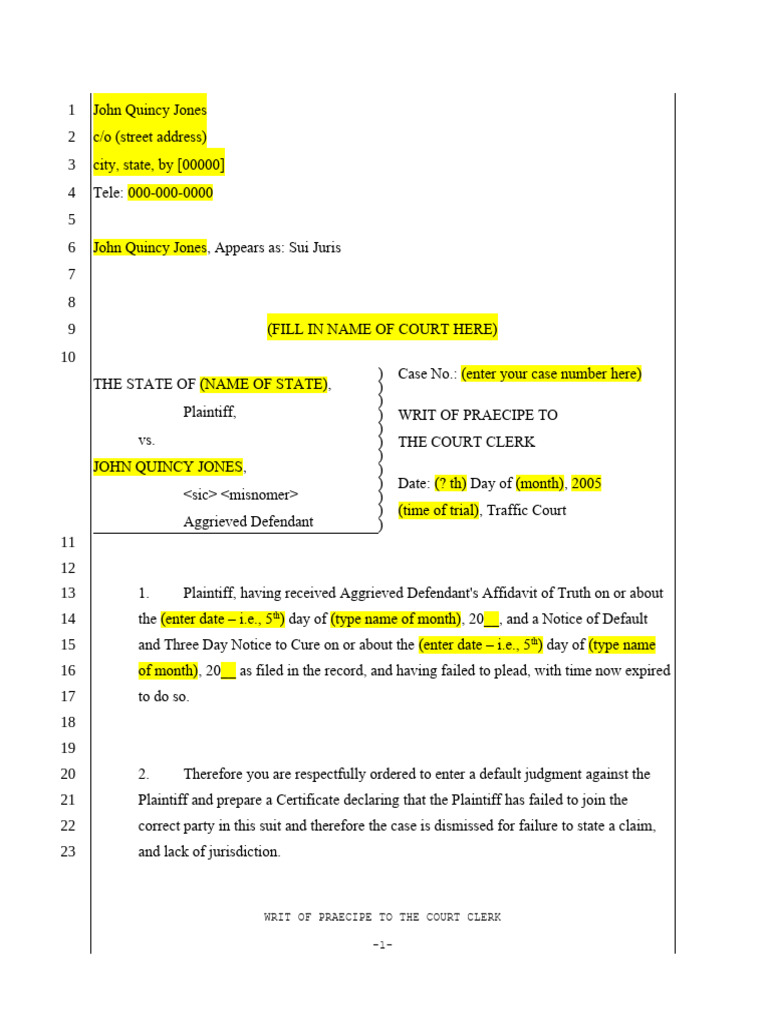 Writ of Praecipe - V3 | Download Free PDF | Default Judgment | Public Law