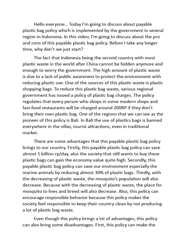 Script Payable Plastic Bags | PDF | Plastic | Waste