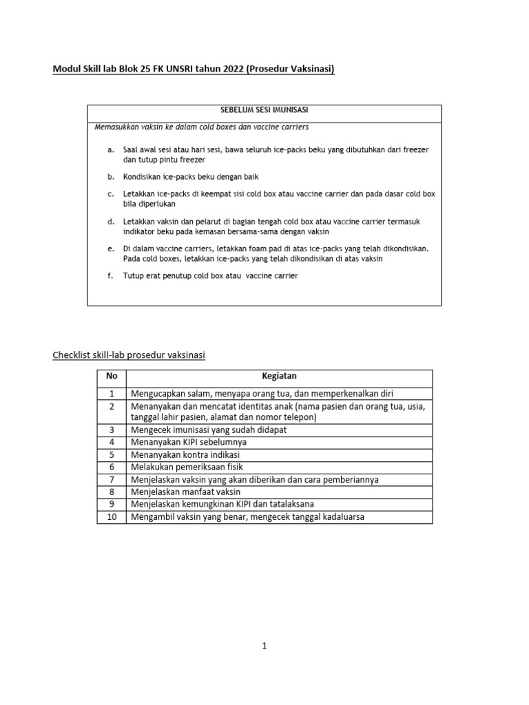 Modul Skill Lab Blok 25 Tahun 2022 Dr. Mila | PDF