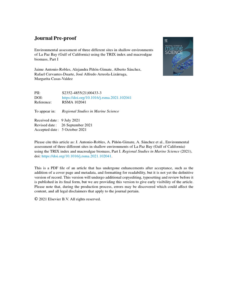 2021 Using The TRIX Index and Macroalgae Biomass | Download Free PDF ...